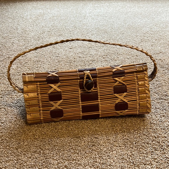 Bags | Vintage Leather Wicker Summer Purse | Poshmark